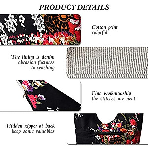 WITERY Women's Cotton Sling Hippie Bag - Handmade Floral Large Hobo Bag Crossbody with Zippered Closure, Ethnic Boho Tote Shoulder Bag for Everyday/Beach/Outdoor Activities