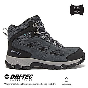 HI-TEC Yosemite WP Mid Waterproof Hiking Boots for Men, Lightweight Breathable Outdoor Trekking Shoes - Dark Grey/Black, 10 Medium