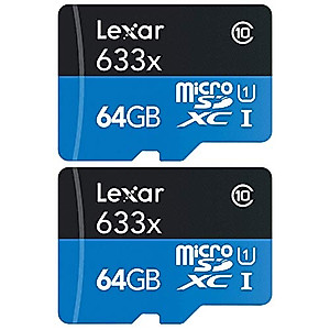 Lexar LSDMI64GBBNL633A High-Performance 633x microSDHC/microSDXC UHS-I 64gb Memory Card 2 Pack