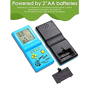 HLF 3.5-inch Large Screen Retro Brick Game Console for The 80s/90s Building Block Game Racing/Tank Game Built-in 23 Classic Games Nostalgic Puzzle Children's Game Console (Blue)
