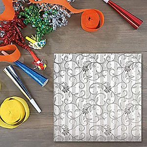 Current Pearl Stripe Swirls Jumbo Rolled Gift Wrap (1 Giant Roll, 61 sq. ft.) Peek-Proof, For Weddings, 25th Silver Anniversary Wrapping Paper