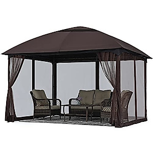 MASTERCANOPY Soft Top Outdoor Garden Gazebo for Patios with Netting Walls (10x10, Brown)