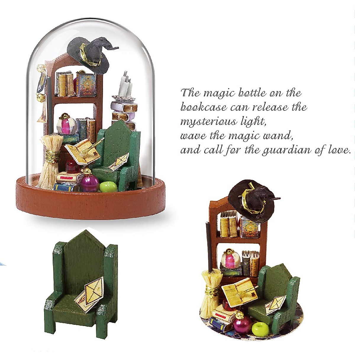 Spilay DIY Dollhouse Miniature with Wooden Furniture,DIY Dollhouse Kit Mini World Series with Glass Cover,1:24 3D Creative Room Gift for Adult Teenager Lover(Fingertip Magic)