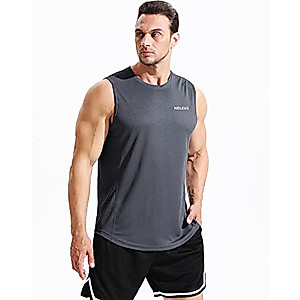NELEUS Men's 3 Pack Muscle Workout Tank Top for Gym Running,5042,Black,Grey,Olive Green,L,EU XL