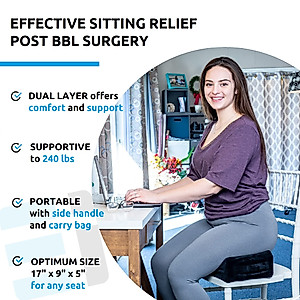 Ergonomic Innovations BBL Pillow After Surgery for Butt - Sit Better After Your Brazilian Butt Lift - Butt Pillow for Post Surgery Recovery - Supports 240 lbs (Cojin para Cirugia de Gluteos)