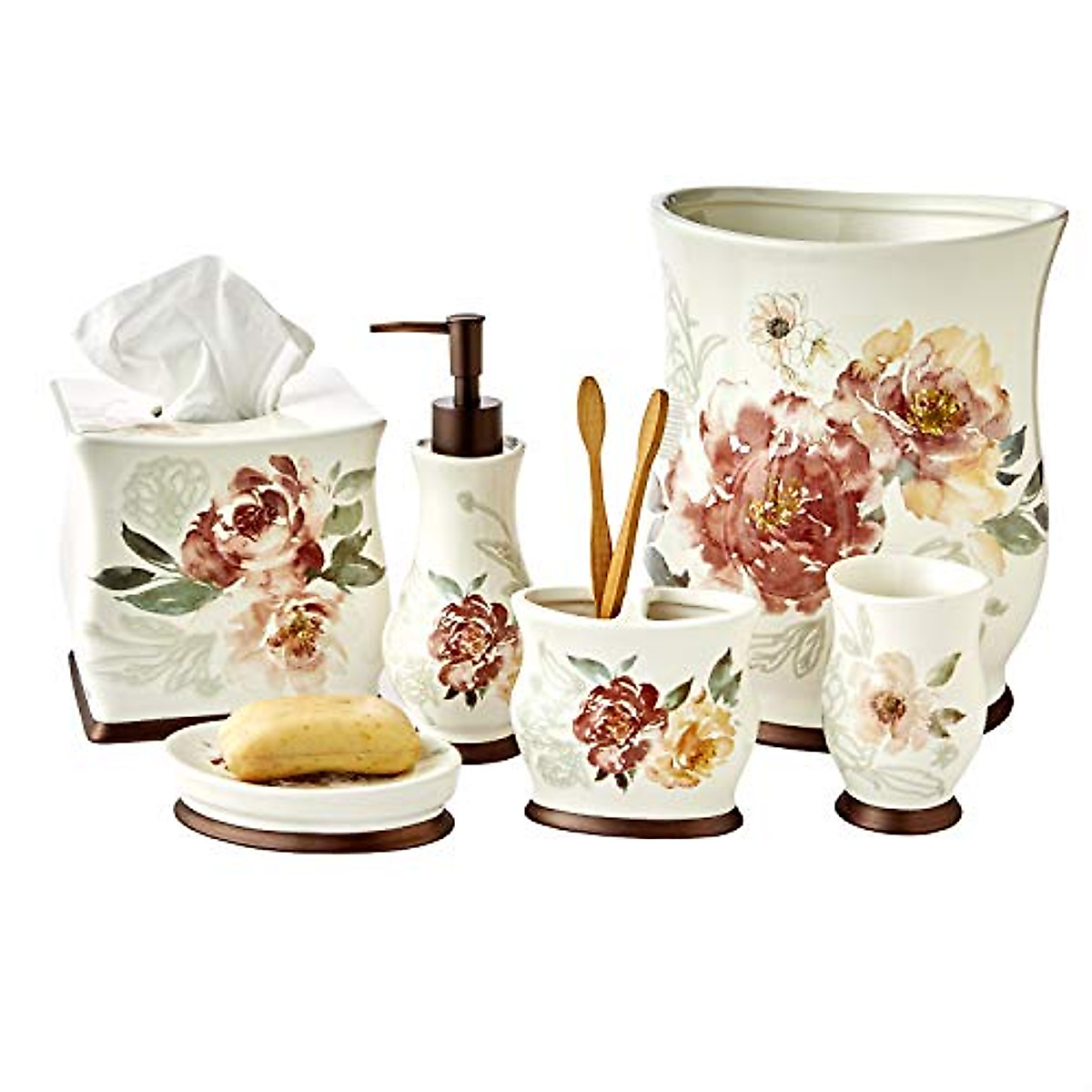 SKL Home Holland Floral Wastebasket, Natural