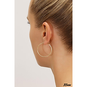 14k Yellow Gold Twisted Square Tube Hoop Earrings (35mm - 1.4'')…
