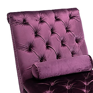 Leisure Velvet Concubine Sofa Accent Sofa Chaise Reclining Lounger Barrel Sofa with Acrylic Feet (Purple)