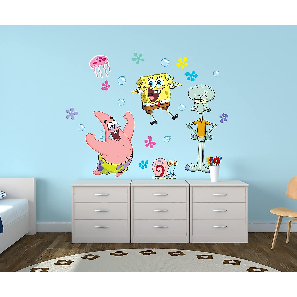 Spongebob Squarepants Characters Wall Sticker Movable Vinyl DIY Wall Art Stickers Set - Walls, Windows, Doors