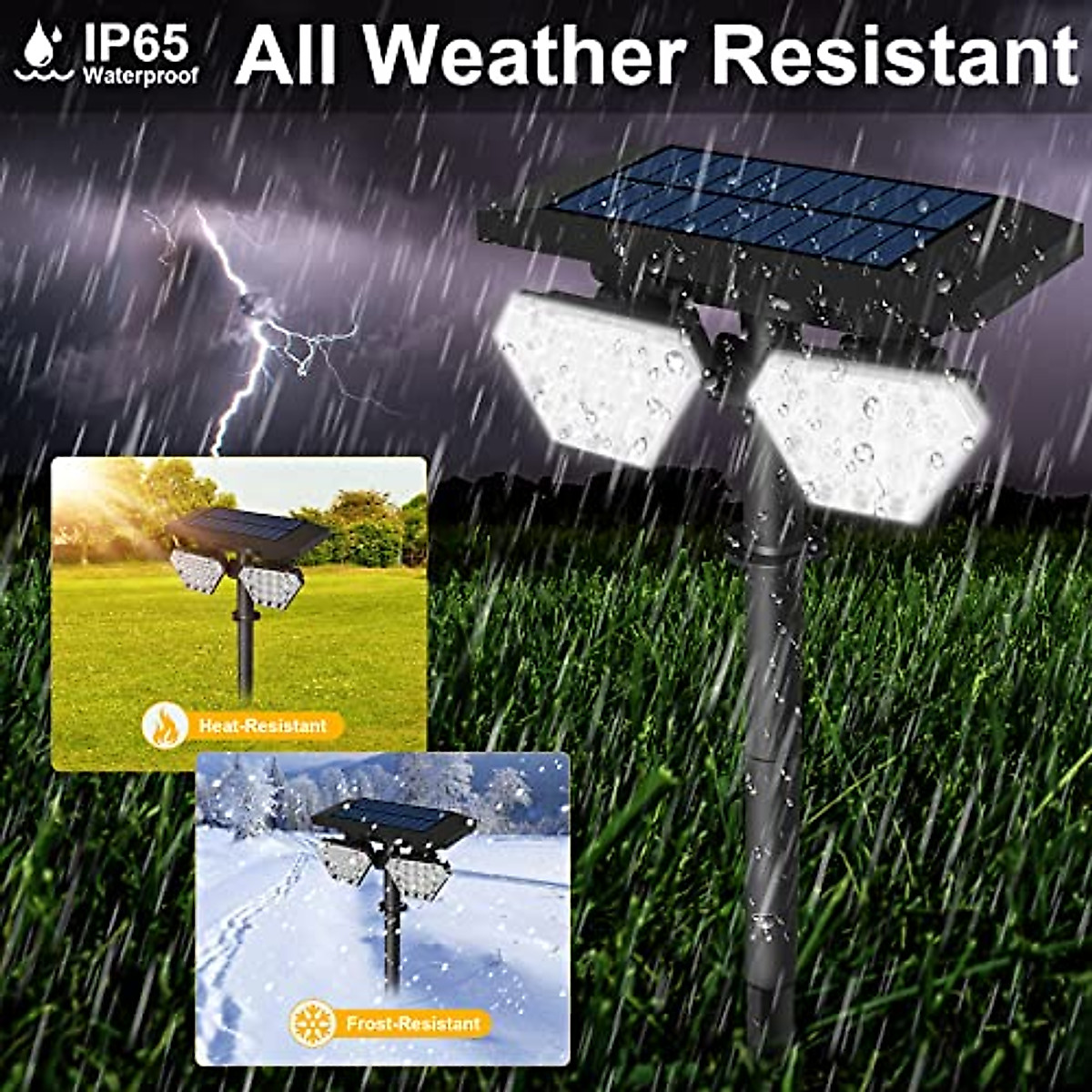 CREPOW Solar Flood Lights, 32 LED Solar Spot Lights Outdoor IP65 Waterproof Landscape Spotlights Dusk to Dawn Landscape Lights for Garden Garage Fence Driveway Porch (6000K Cold White, 2 Pack)