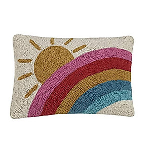 Peking Handicraft 30JES1701C18OB Sun and Rainbow Hook Pillow, 18-inch Long, Wool and Cotton