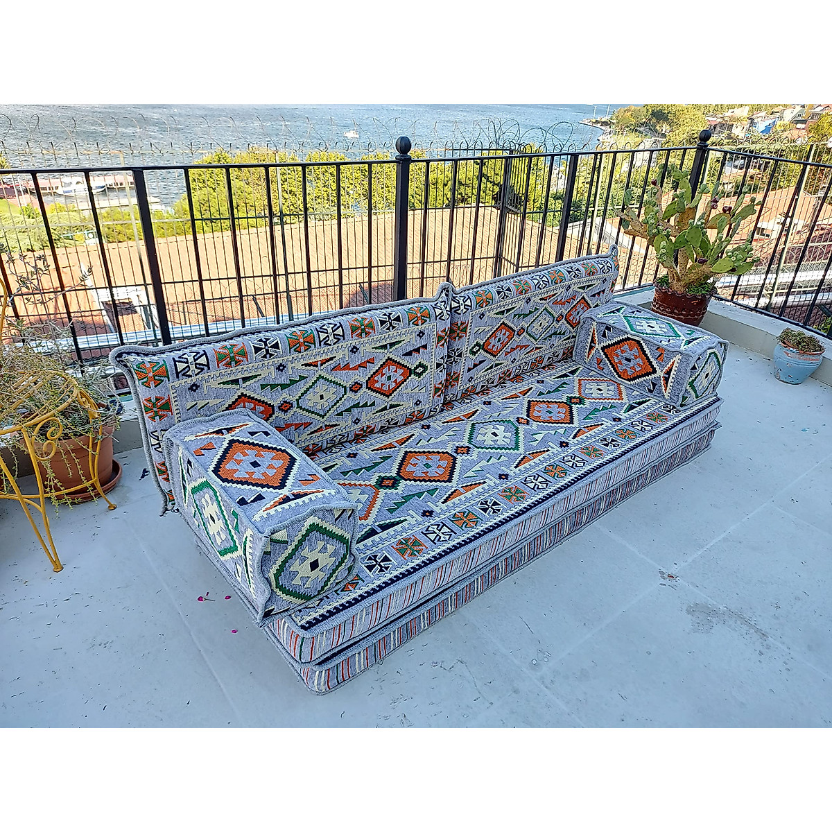 8 Thickness Gray Arabic Sofa Floor Seating Set, Pallet Sofa, Floor Cushions, Sectional Sofa, Arabic Majilis, Ottoman Couch, Arabic Jalsa (8'' Thickness Sofa)