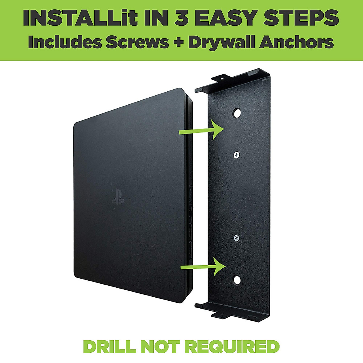 HIDEit Mounts 4S Wall Mount for Playstation 4 Slim - Patented in 2018, American Company - Steel Wall Mount for PS4 Slim to Safely Store Your PS4 Slim Near or Behind TV