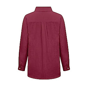 JDHUFEI Button Down Shirts for Women Casual Long Sleeve Tops Solid Lapel Cotton Blouse 2023 Loose Work Fall Fit Clothes Top