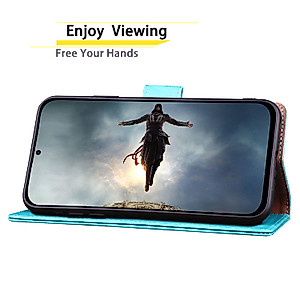 SUANPOT for Samsung Galaxy S21 6.2"(Non S21+) with RFID Blocking Leather Wallet case Credit Card Holder,Flip Folio Book Phone case Shockproof Cover Women Men for Samsung S21 case Wallet Blue Green