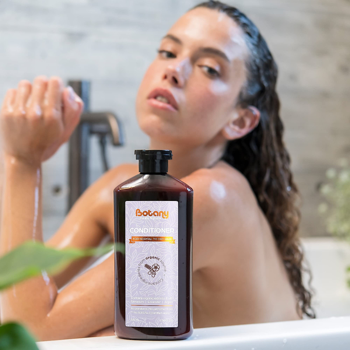 Botany Natural Conditioner for Normal to Dry Hair with Organic Argan Oil, Geranium, and Lavender - Vegan Conditioner for Women and Men SLS/SLES, Silicon, Paraben and Cruelty Free,17.6 oz