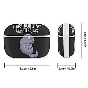 Manatees Love Airpods Case Cover for Apple AirPods Pro Cute Airpod Case for Boys Girls PC Hard Silicone Protective Skin Airpods Accessories with Keychain