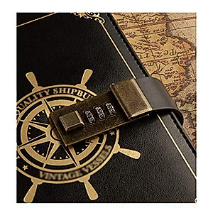 WFS Notebook Digital Password Combination Student Diary Notepad B6 PU Leather Creative Retro for Travel Business Office (Color : Brown)