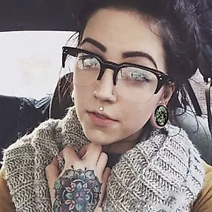 SERYNOW Wood Ear Gauges Plugs Double Flared Saddle Plugs Ear Stretcher Expander Skull Plugs Piercing Jewelry (00g (10mm))