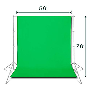 Emart 5x7ft Green Screen Backdrop, Polyester Wrinkle-Resistant Curtain Fabric, Chroma-Key greenscreen Cloth Sheet for Zoom, Including 2 Spring Clamps Suitable for Photoshoot, Interview, Live Stream
