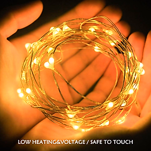 4 Pack 50 Led Fairy Lights Battery Operated with 8 Modes Remote Control Timer 16.5 Feet Waterproof Copper Wire Twinkle String Lights for Home Indoor outdoor Decor (Warm White)