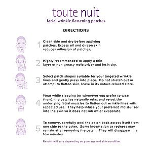 Toute Nuit Facial Wrinkle Patches, Face Tape, Jet, Unisex, Extra Large Frown Lines and Forehead Coverage, 20 Patches