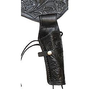 New .22 Cal Holster Gun Belt Drop Loop Tooled Leather Western RIG 34"-52" (Black, 44)