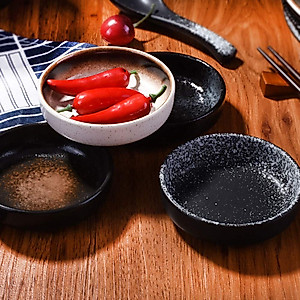 Cerficer Japanese Retro Soy Sauce Dishes 4 Pieces, Dipping Bowls Side Dish set for Salad Dressing, Jam