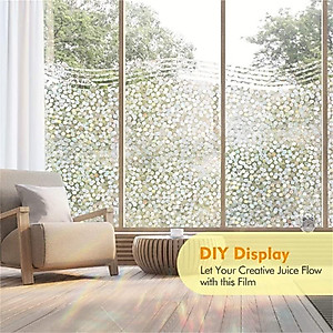 XENITE Window Privacy Film Translucent Cobblestone Frosted Window Privacy Film Self Adhesive Glass Stickers one Way Window Film Window (Color : Transparent, Size : 45x100cm)