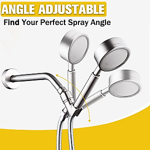 All Metal Handheld Shower Head Holder, Adjustable Shower Wand Holder with Universal Shower Arm Mount and Brass Pivot Ball, for Connecting Shower Arm and Shower Hose