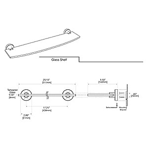 Gatco 4636 Glam Glass Shelf, 20 Inch, Chrome