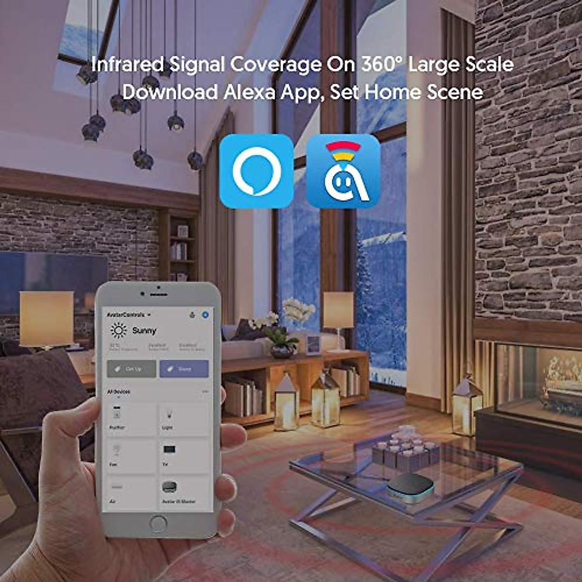 WiFi Smart IR Remote Controller with Alexa Built-in, Voice Control Smart Home/Avatar Controls/Infrared Device, Avacube IR Blaster for TV, STB, DVD, AC, Fan(AI Voice Hub)