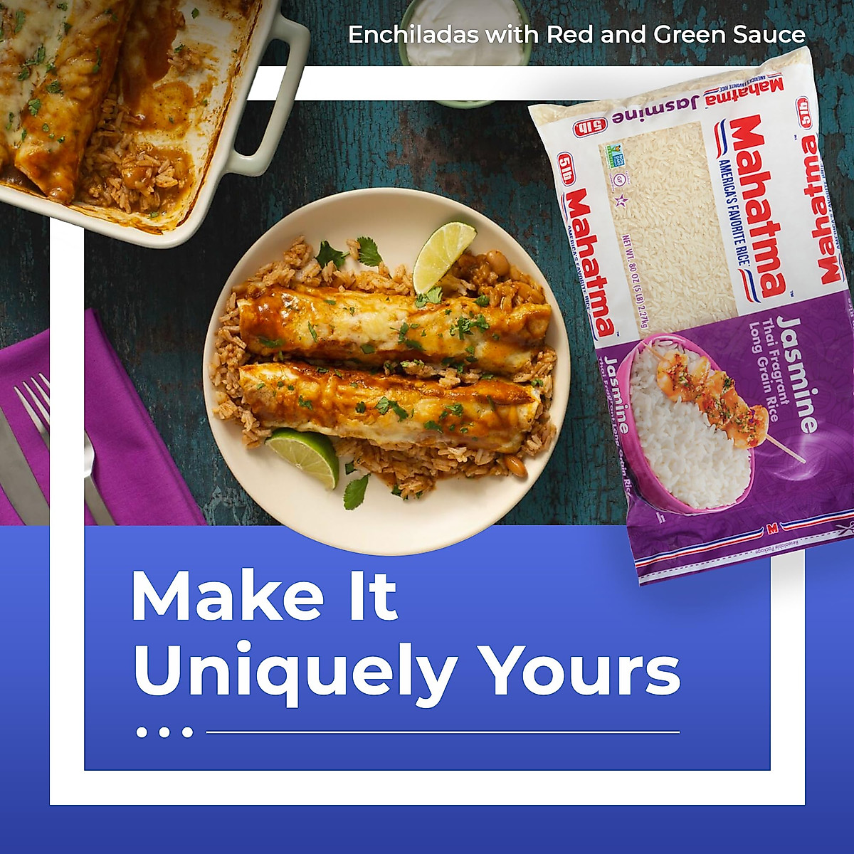 Mahatma Jasmine Rice, 80-Ounce Bag of Rice, Thai, Indian, or Cambodian Fragrant Flavored Rice, Stovetop or Microwave Rice