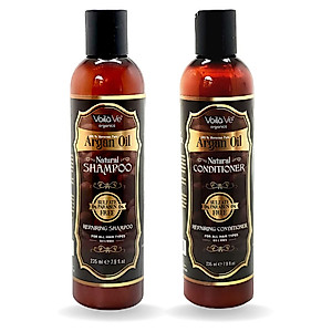 VoilaVe Argan Oil Shampoo & Conditioner Bundle - Made of Natural Ingredients for All Hair Types - Sulfate & Paraben Free - Ideal for Damaged, Dry, Colored Treated Hair