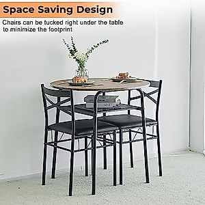 VINGLI 3 Piece Round Dining Set,29.5" Small Dining Table Set for 2,Round Kitchen Table with 2 Chairs Set for Small Space/Dining Room/Apartment,Upholstered Chairs,Metal Frame,Storage Shelf (Black)