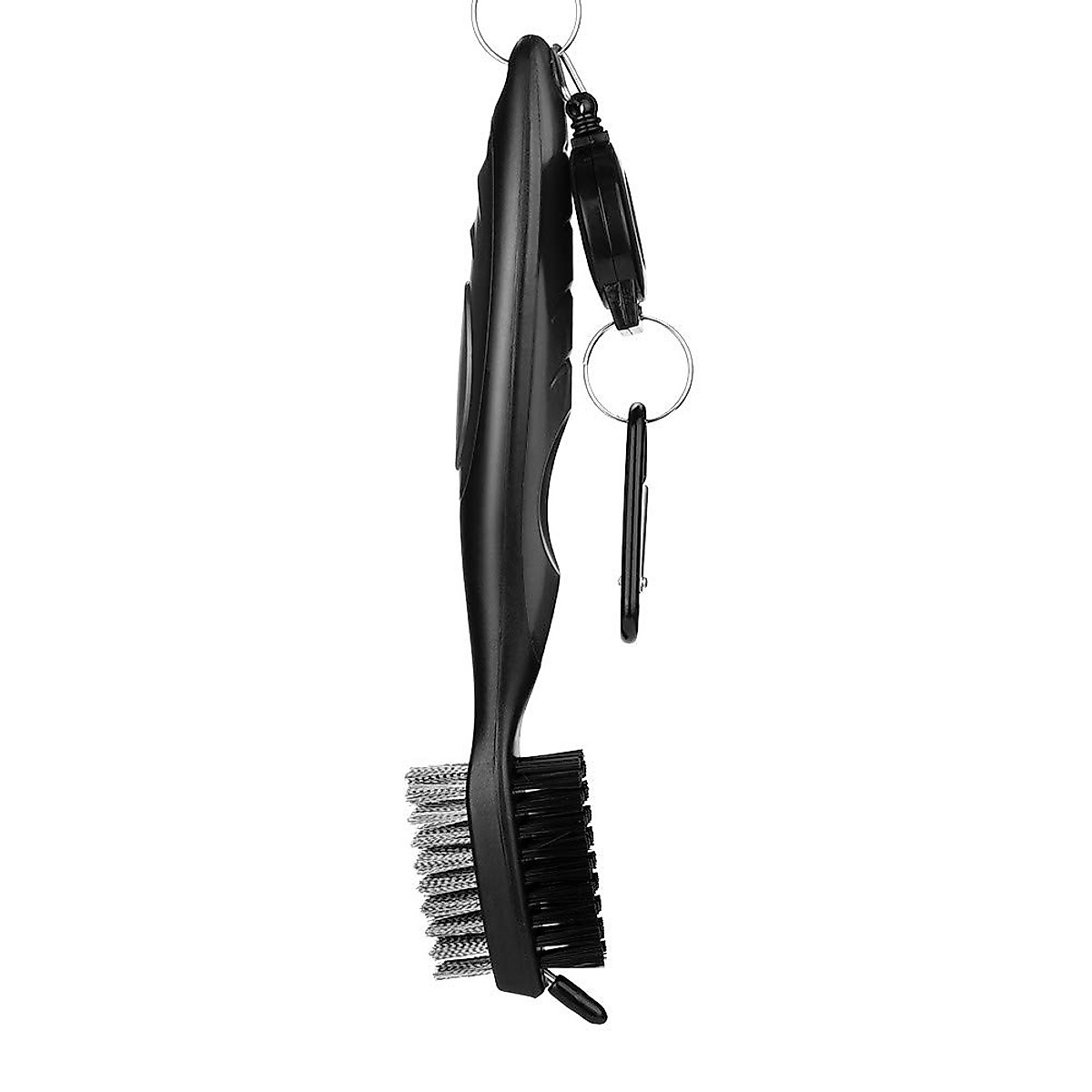 Toxz 3 in 1 Popular Golf Cleaning Brush Club Groove Cleaner Retractable Zip-Line Carabiner,Nylon and Wire Bristles with The Expanding Cord