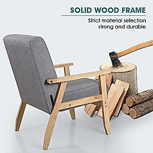 Homajor Accent Chairs Set of 2,Accent Chairs for Living Room,Accent Chair,Mid Century Modern Chair,Arm Chair,Reading Chair,Wooden Comfy Armchair for Bedroom,Grey (OWS1GY-2pc)