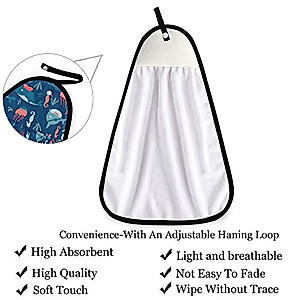 visesunny Shark Octopus Cartoon Animal Hand Towel for Kitchen Bathroom Decor Soft Absorbent Cotton Dish Towel with Hanging Loop Botton Cleaning and Drying Washcloth