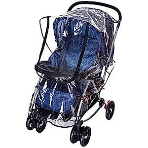 Universal Stroller Rain Cover for Pushchair Pram Rainproof Dustproof Windproof Rain Cover with Canopy and Zipper Door Easy Baby Lift in and Out