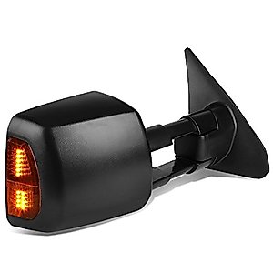 Right Side Black Power Heated Glass Telescoping w/Amber LED Signal Light Side Towing Mirror Compatible with Tundra 07-16
