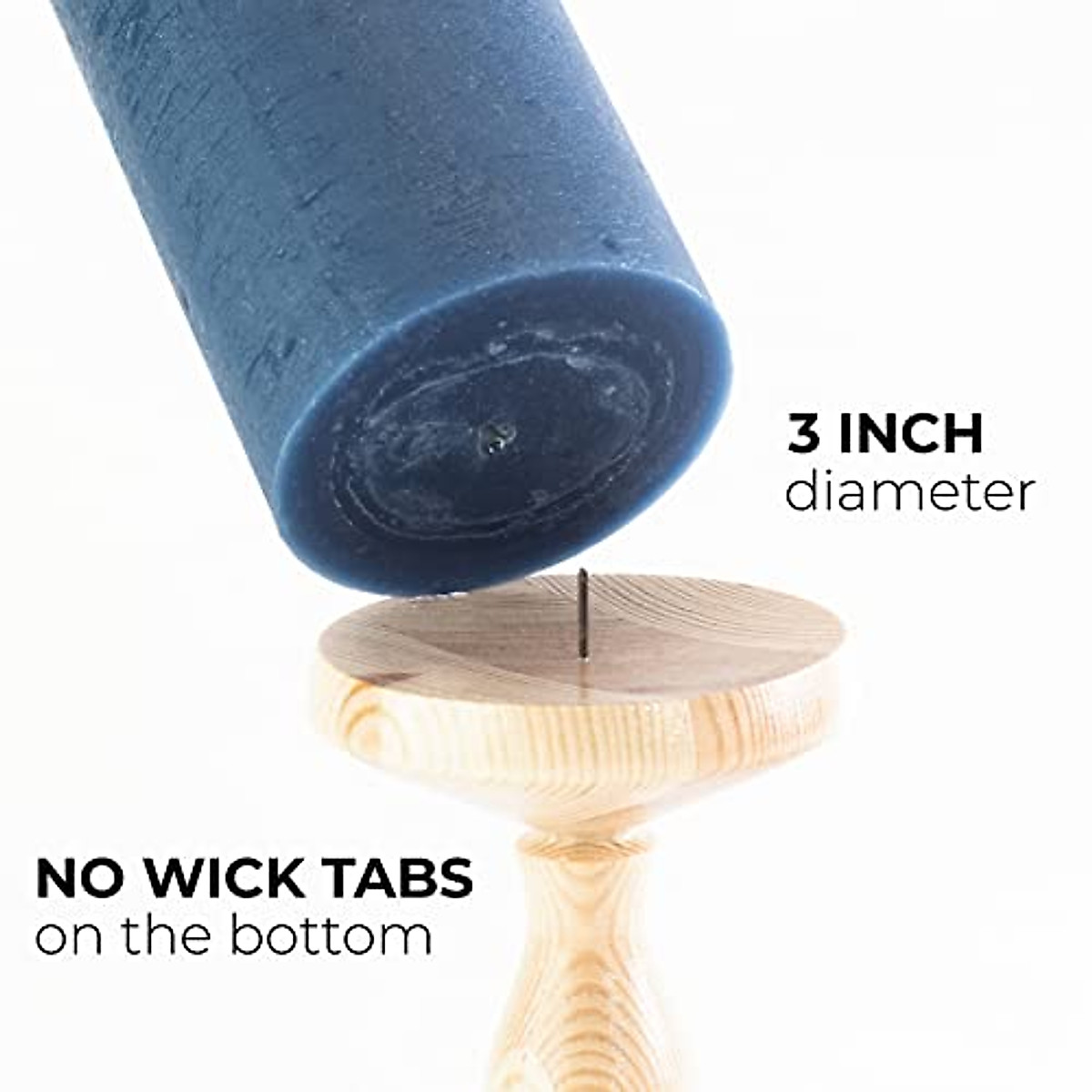 CANDWAX 3x4 Pillar Candles Set of 3 - Decorative Rustic Candles Unscented and No Drip Candles - Ideal as Wedding Candles or Large Candles for Home Interior - Dark Blue Candles