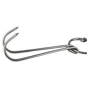 TIHOOD 3 PCS 9.4" Stainless Steel Double Meat Hooks Roast Duck Bacon Shop Hook BBQ Grill Hanger Cooking Tools Accessories (9.4" X3)