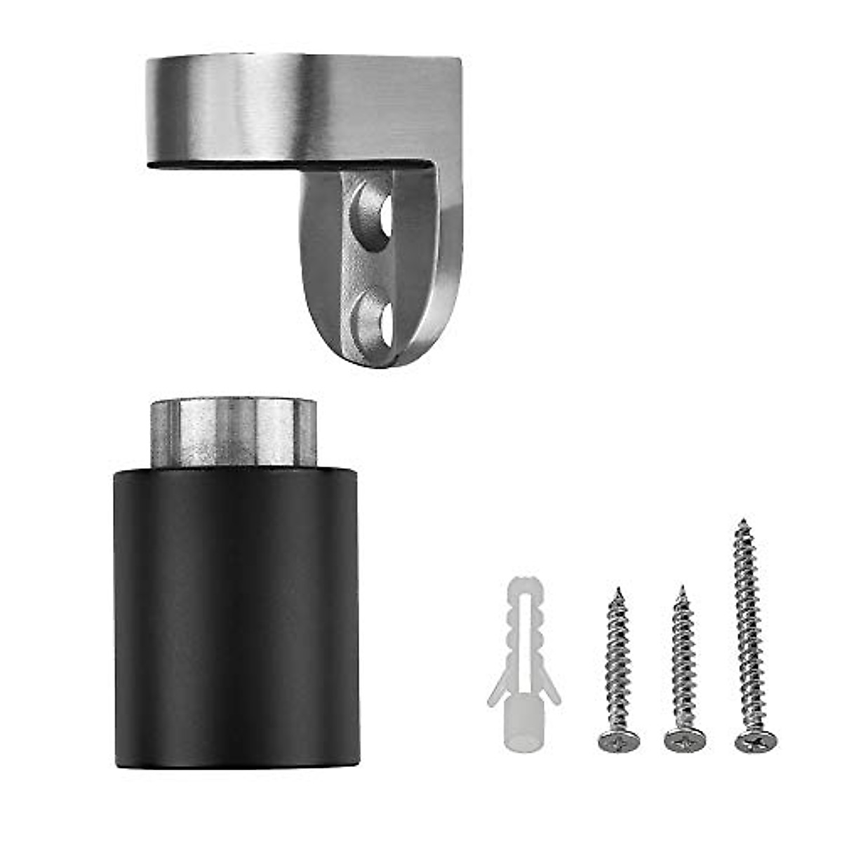Lizavo DS-004 Stainless Steel Noise Cancelling Magnetic Door Stop with Soundproof Rubber, Floor Mounted, 2 Pack