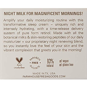 FarmHouse Fresh Face Moisturizer, Anti-Aging Cream. Hydrating Peptide Overnight Cream, Three Milk Ageless Sleep Cream. 1.7 Fl Oz
