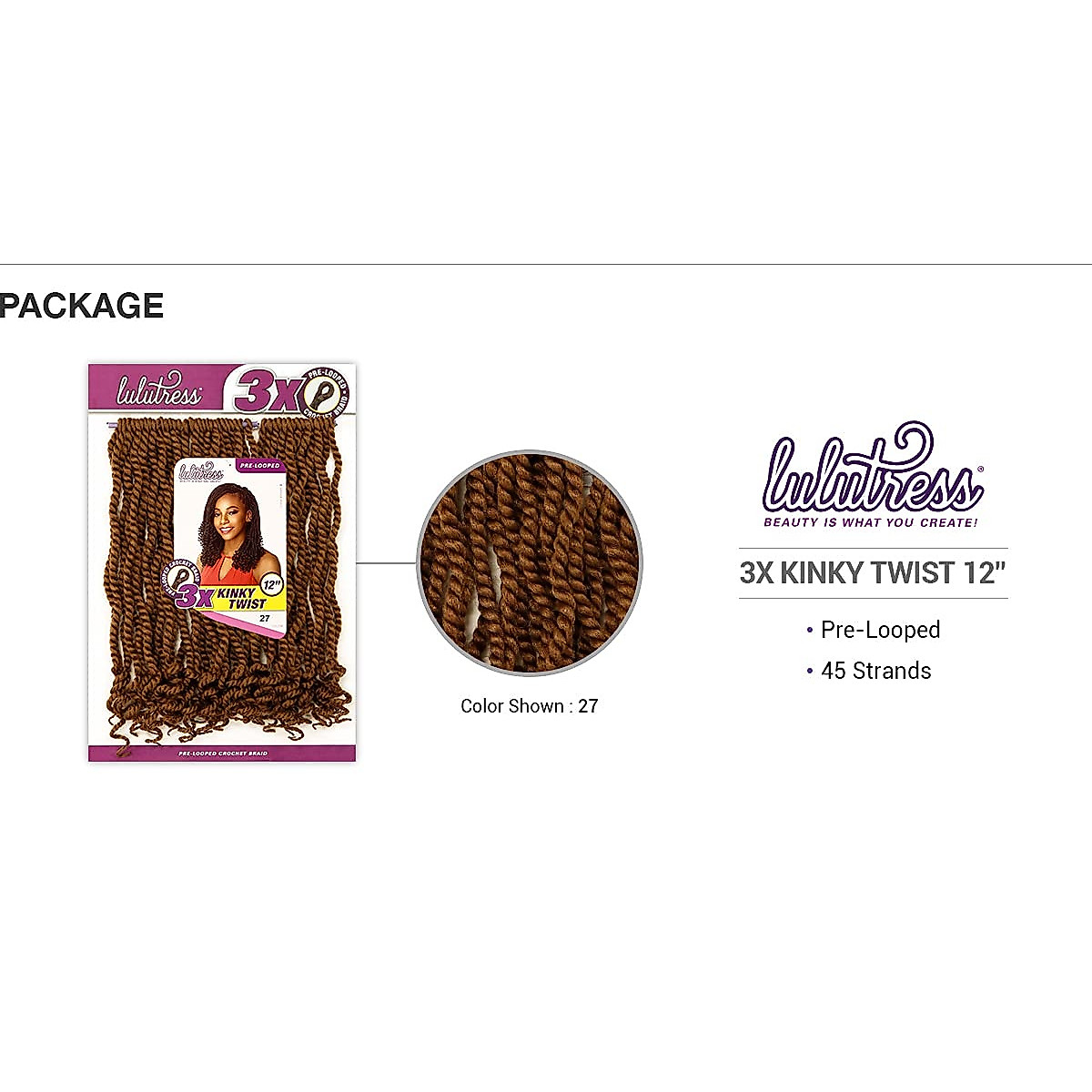 Sensationnel Lulutress Synthetic Crochet Braid - 3X KINKY TWIST 12" (SM1B/BG)