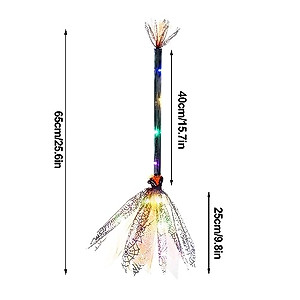 Halloween Witch Broom, 25 in LED Light Decorated Broomstick Witch Sweeper, Kids Cosplay Wicked Broomstick Props (Purple)