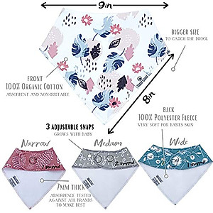 Diaper Squad 100% Organic Cotton Floral 10-Pack Baby Girl Drool Bandana Bibs Pink for Girls