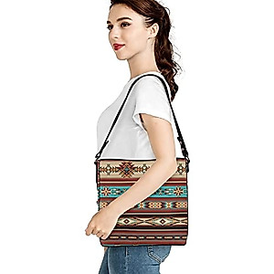 WELLFLYHOM Southwest Aztec Bucket Bag Purse for Women Trendy Crossbody Bag Western Ethnic Tribal Baja Shoulder Handbag with 3 Inner Pockets Clutch Tote Bag Travel Wallet Women Work Satchel