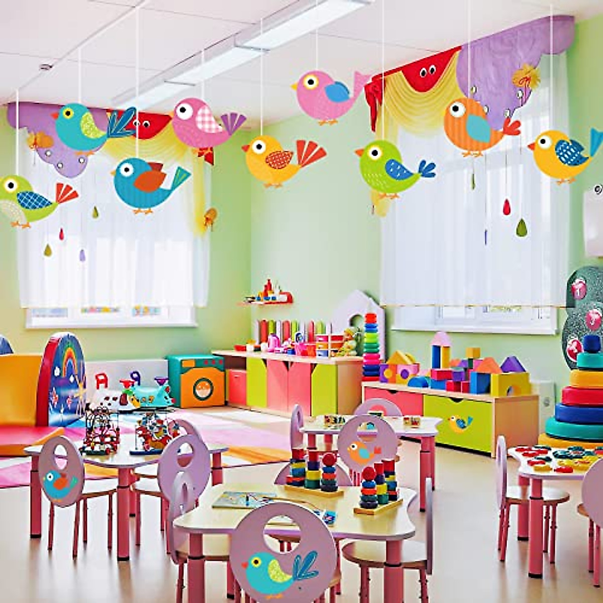 Colorful 45-Piece Boho Birds Cutouts for Decor