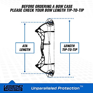 LEGEND Monstro Professional Soft Compound Bow Case - Travel Archery Case with Shoulder Strap, Foam Padding & Safe Storage for Archery Accessories -37" Arrow Tube Holder Pocket, 44" Interior-Black/Blue